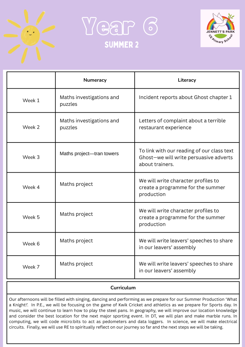 Year 6 Work | Jennett's Park